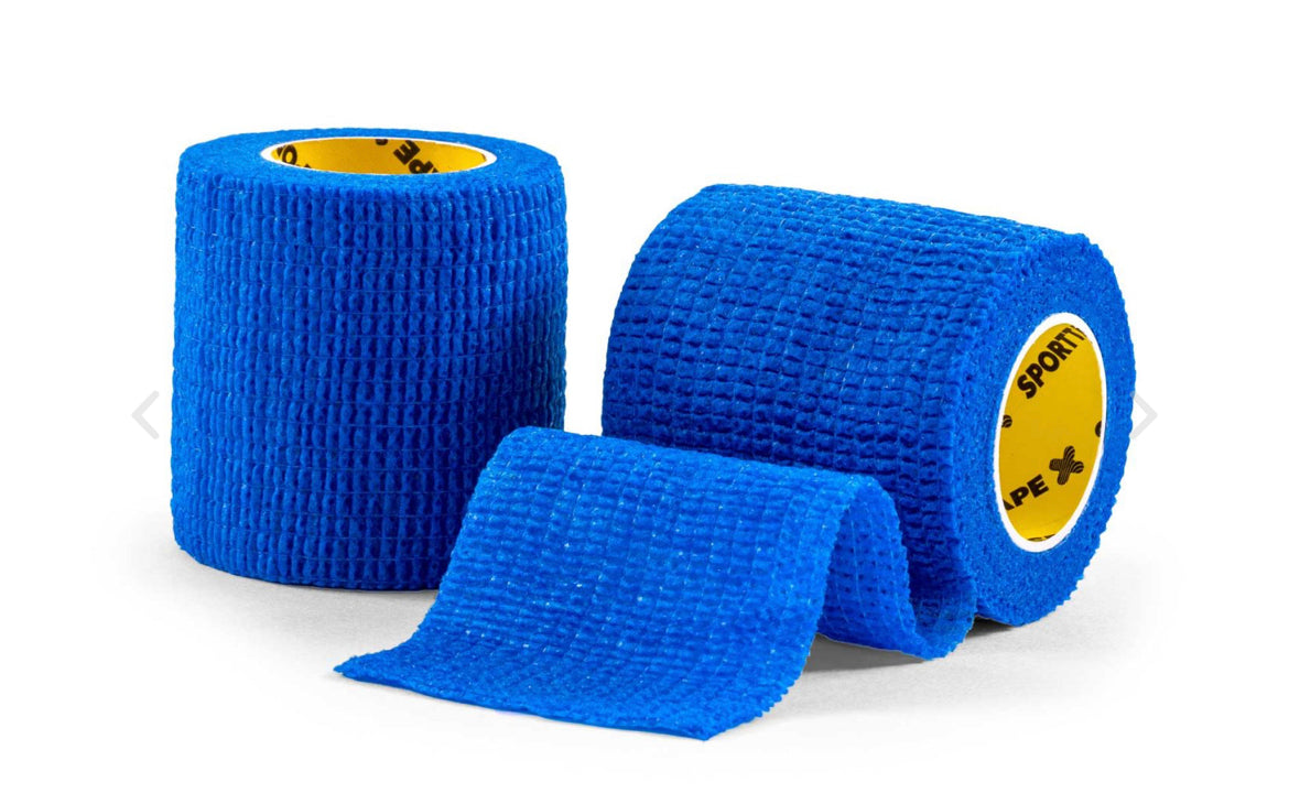 Cohesive premium overwrap 2.5cm x 4.5m blue box of 24 rolls – Yoroi Tape